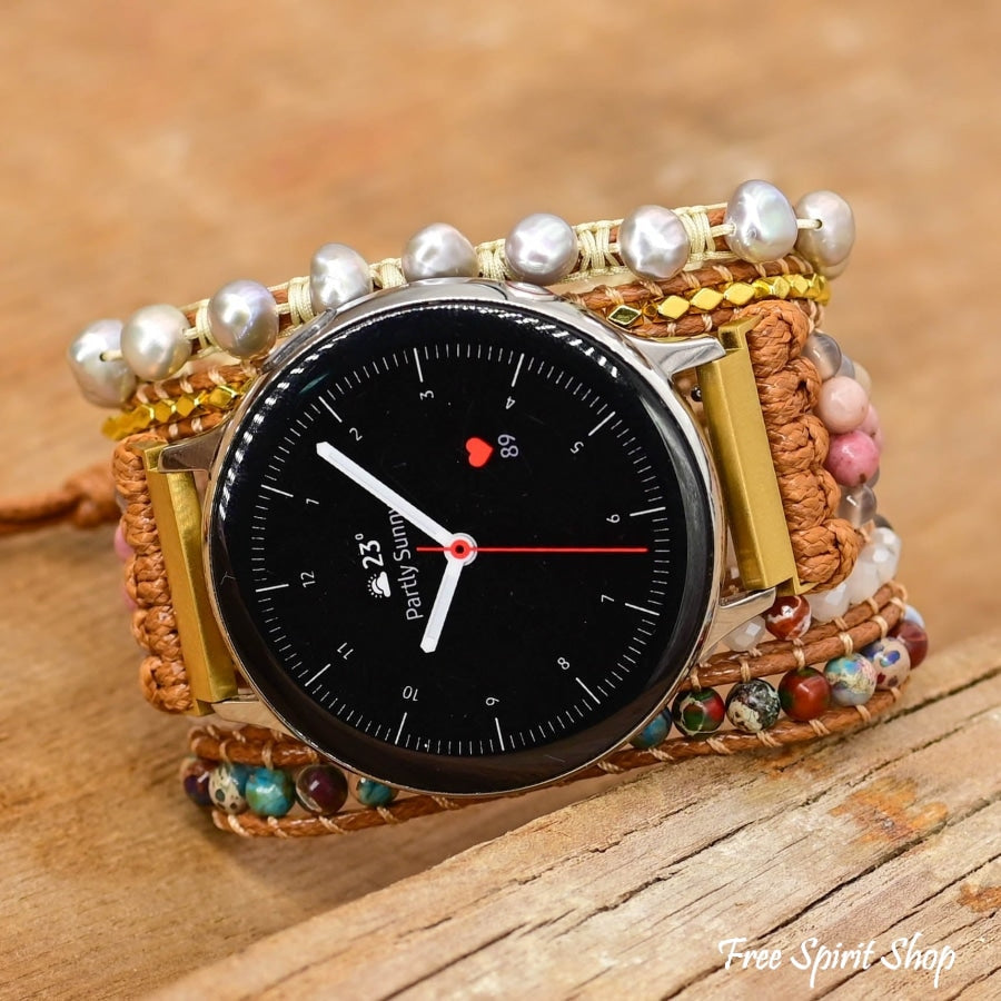 Google Pixel Watch Band With Natural Freshwater Pearl Beads