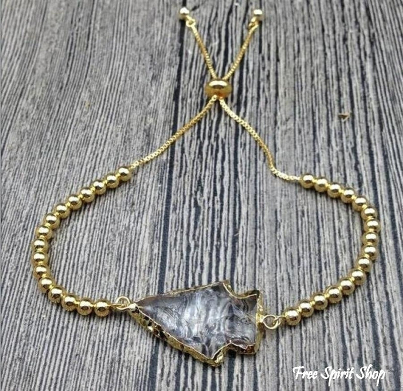 Natural Clear Quartz Crystal Adjustable Bead Bracelet