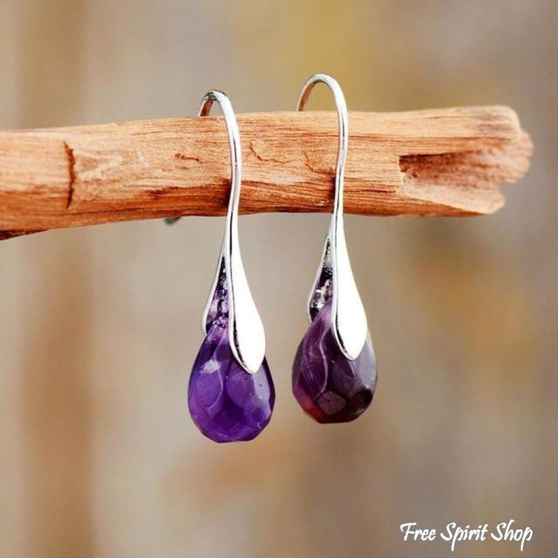 Natural Red Jasper Teardrop Earrings