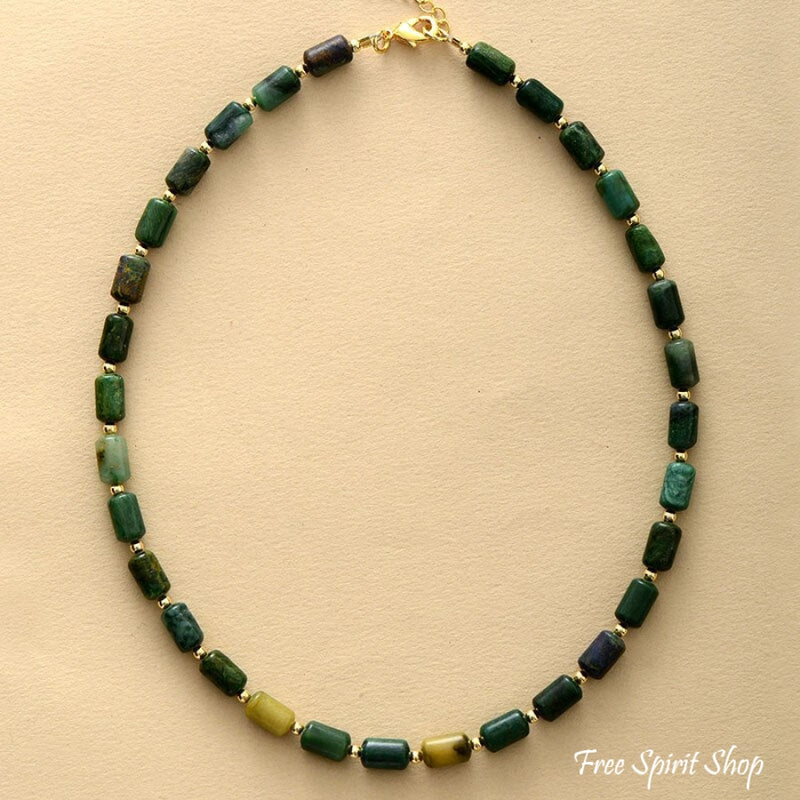 Green Jade King Jasper & Pink Jade Gemstone Choker Necklaces