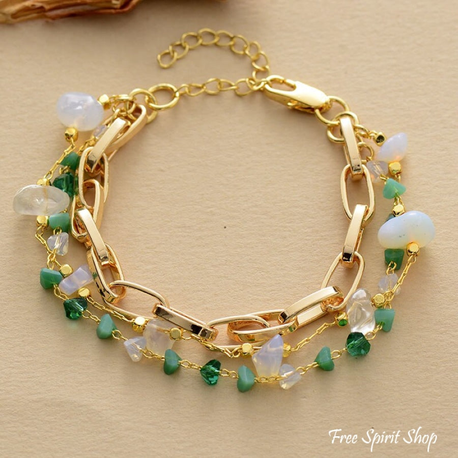 Handmade Green Onyx & Opal Bracelet